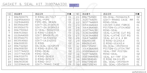 31007AA440 - Subaru - GASKET & SEAL KIT-AUTOMATIC TRANSMISSION - Nengun ...