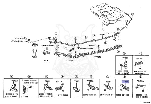 77299-06010 - Toyota - Clamp, Fuel Tube W/grommet, No.5 - Nengun ...