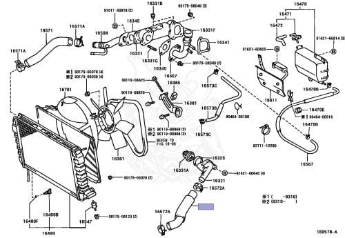 16572-64130 - Toyota - RADIATOR OUTLET HOSE - Nengun Performance
