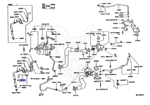 16264-50030 - Toyota - WATER BY-PASS HOSE, NO.2 - Nengun Performance