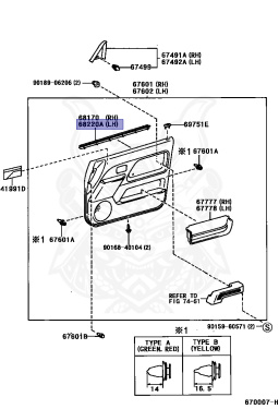 68170-60081 - Toyota - FRONT DOOR GLASS INNER WEATHERSTRIP ASSY ...