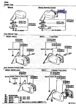 87909-12070 - Toyota - OUTER MIRROR ACTUATOR ASSY, LH - Nengun Performance