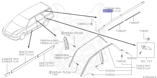 73853-0V000 - Nissan - ROOF DRIP MOLDING, LH - Nengun Performance