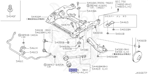 54476-5P000 - Nissan - BUSHING, MOUNTING TENSION ROD - Nengun Performance