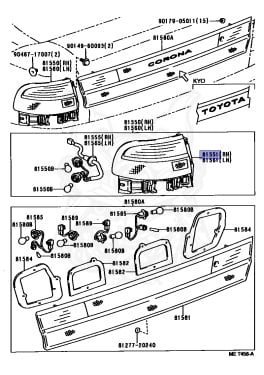 81551-2B260 - Toyota - REAR COMBINATION LAMP LENS, RH - Nengun Performance