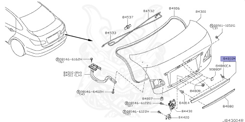 84810-EW000 - Nissan - TRUNK LID FINISHER ASSEMBLY - Nengun Performance