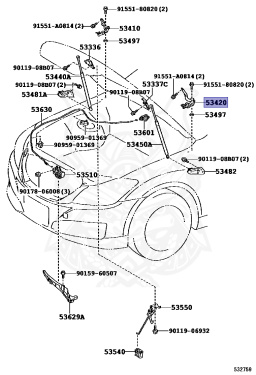 53420-30350 - Toyota - HOOD HINGE ASSY, LH - Nengun Performance