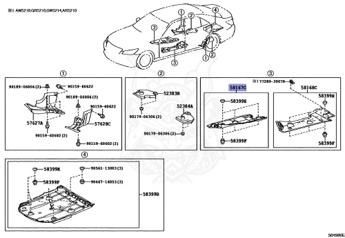58167-30052 - Toyota - FRONT FLOOR, CENTER COVER, RH - Nengun Performance
