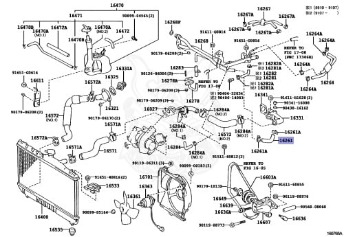 16261-88380 - Toyota - Hose, Water By-pass - Nengun Performance