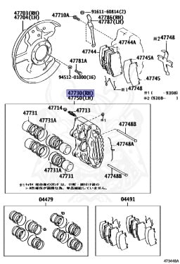 47730-60120 - Toyota - FRONT DISC BRAKE CALIPER ASSY, RH - Nengun ...