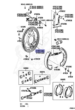 47043-60130 - Toyota - REAR BRAKE BACKING PLATE SUB-ASSY, RH - Nengun ...