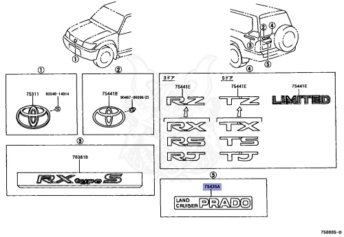 75435-60050 - Toyota - EMBLEM, BACK DOOR - Nengun Performance