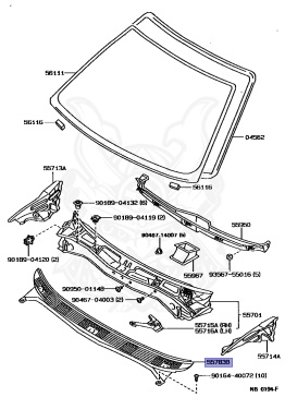 55708-12020 - Toyota - CENTER COWL TOP VENTILATOR LOUVER, NO.1 - Nengun ...