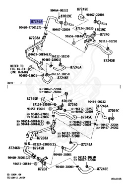 87245-89241 - Toyota - HEATER WATER OUTLET HOSE, A(FROM HEATER UNIT ...