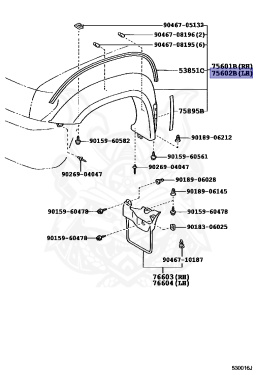 75602-60010-B0 - Toyota - FRONT FENDER MOULDING SUB-ASSY, LH - Nengun ...