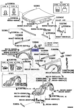 53801-50040 - Toyota - Front Fender Sub-assy, Rh - Nengun Performance