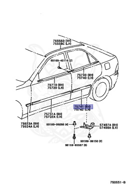 75741-53020-B0 - Toyota - Rear Door Outside Molding, Rh - Nengun ...