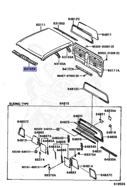 63102-89108 - Toyota - Windshield Header Panel Sub-assy - Nengun ...