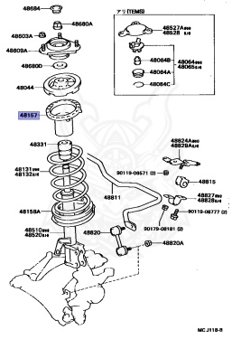 48157-20090 - Toyota - Upper Insulator, Front Coil Spring - Nengun ...