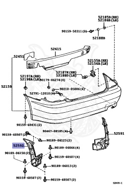 52592-53010 - Toyota - Seal, Rear Bumper Side, Lh - Nengun Performance