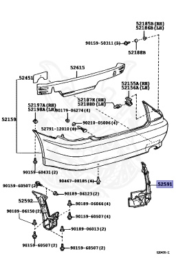 52591-53010 - Toyota - Seal, Rear Bumper Side, Rh - Nengun Performance