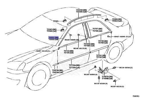 75505-22160 - Toyota - Roof Drip Side Finish Moulding, Rh - Nengun ...