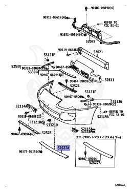 52527-14050 - Toyota - Retainer, Front Bumper, Lower Center No.2 ...
