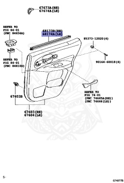 68174-12160 - Toyota - Inner Rear Door Glass Weatherstrip, Lh - Nengun ...