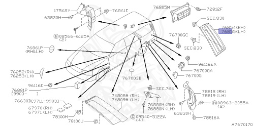 768A5-0A900 - Nissan - Rear Pillar Finisher, Lh - Nengun Performance