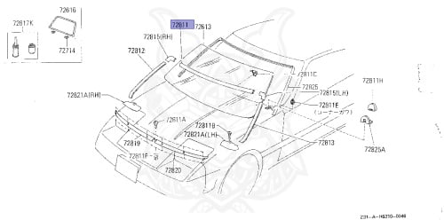 72751-01P10 - Nissan - Center Upper Windshield Molding - Nengun Performance