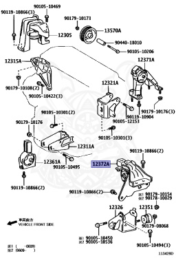 12372-22120 - Toyota - Insulator, Engine Mounting, Lh (for Transverse ...
