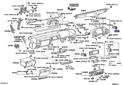 55660-60060 - Toyota - Instrument Panel Register Assy, No.2 - Nengun ...