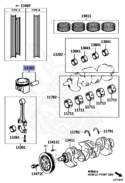 13101-21140 - Toyota - Piston Sub-assy w/ Pin - Nengun Performance