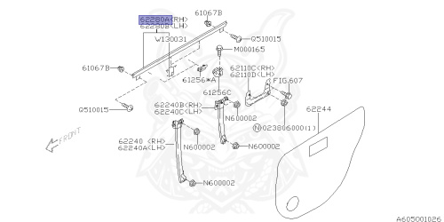 62280FE001 - Subaru - Rear Door Outer Weatherstrip, Rh - Nengun Performance