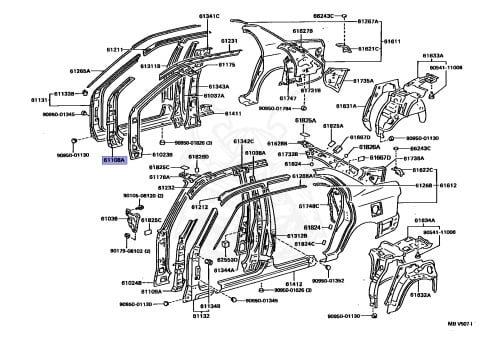 61108-12110 - Toyota - FRONT BODY PILLAR LOWER REINFORCE SUB-ASSY, RH ...