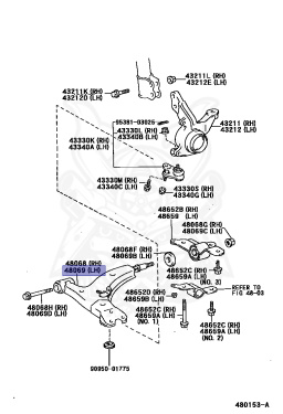 48606-12080 - Toyota - Front Suspension Lower Arm Sub-assy, No.1 Lh ...
