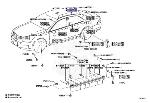 75552-30450-A1 - Toyota - Roof Drip Side Finish Moulding, Lh - Nengun ...