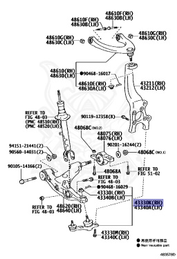 43330-39865 - Lexus - Front Lower Ball Joint Assy, Rh - Nengun Performance