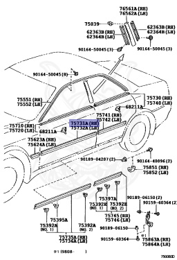 75731-22590-A0 - Toyota - Moulding, Front Door, Outside Rh - Nengun ...