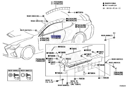 75711-24090 - Lexus - Front Door Belt Moulding, Rh - Nengun Performance