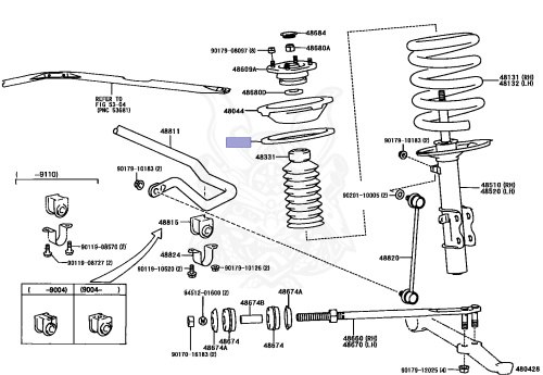 48157-17020 - Toyota - Front Coil Spring Upper Insulator - Nengun ...