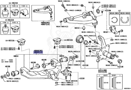 48069-26110 - Toyota - Front Suspension Lower Arm Sub-assy, No.1 Lh ...