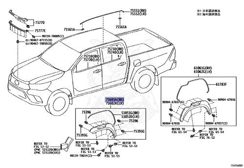 53087-YP040-A1 - Toyota - Front Fender Moulding Sub-assy, Rh - Nengun ...