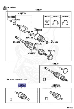 04438-02050 - Toyota - FRONT DRIVE SHAFT INNER JOINT BOOT KIT - Nengun ...