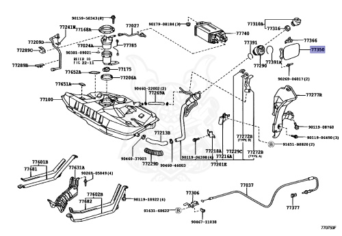 77350-20311 - Toyota - FUEL FILLER OPENING LID ASSY - Nengun Performance