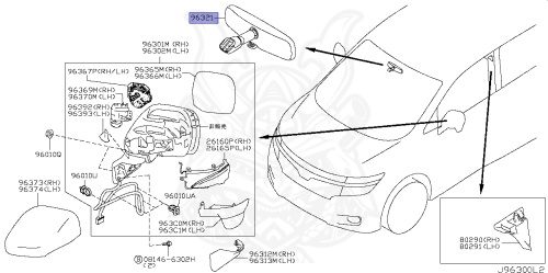 96321-9Y00D - Nissan - INSIDE MIRROR ASSEMBLY - Nengun Performance
