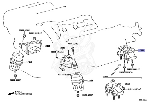 12371-31070 - Toyota - REAR ENGINE MOUNTING INSULATOR, NO.1 - Nengun ...